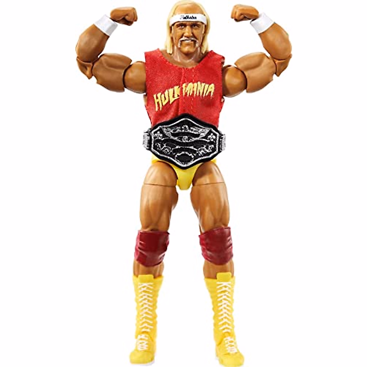 Mattel WWE Ultimate Edition Action Figure & Accessories Set, Hulk Hogan 6-inch Collectible with 30 Articulation Points, Swappable Pieces & Entrance Gear