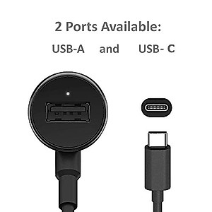 Motorola TurboPower 36 Duo USB-C Car Charger- 18W USB-PD Fixed Type C Cable + 18W QC3.0 Port - Simultaneous Turbo Charging for Moto G Power/Stylus/Fast,G6,G7 Power/Supra,X4,Z,Edge/Edge+/Razr/One 5G