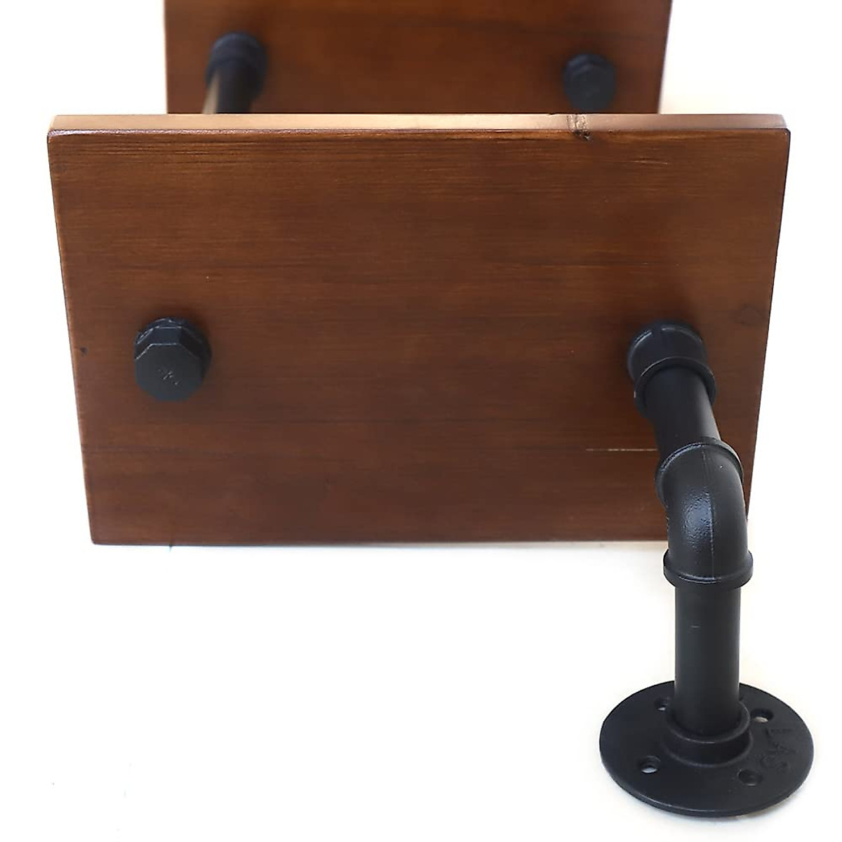 ILWorkTLs 6 Tier Floating Shelves Wall Mounted,Industrial Floating Shelves, Wall Mount Pipe Shelves,Wood Ladder Bookshelf for Living Room,Bedroom, Kitchen, Office