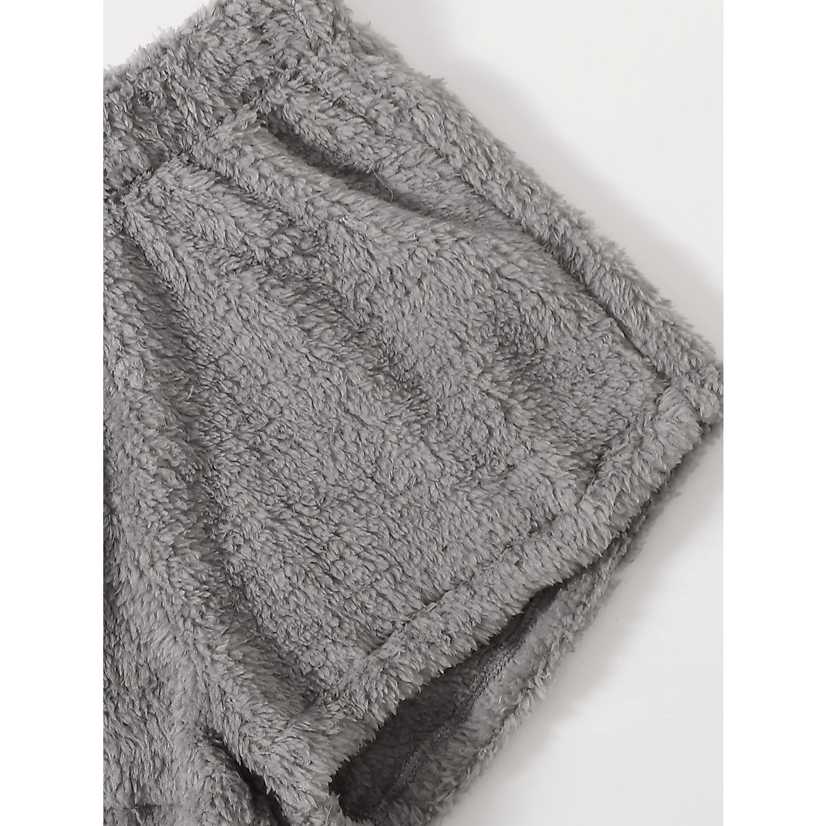 Verdusa Women's Fuzzy Pajamas Set Loungewear Crop Tank Top and Shorts Sleepwear Grey S