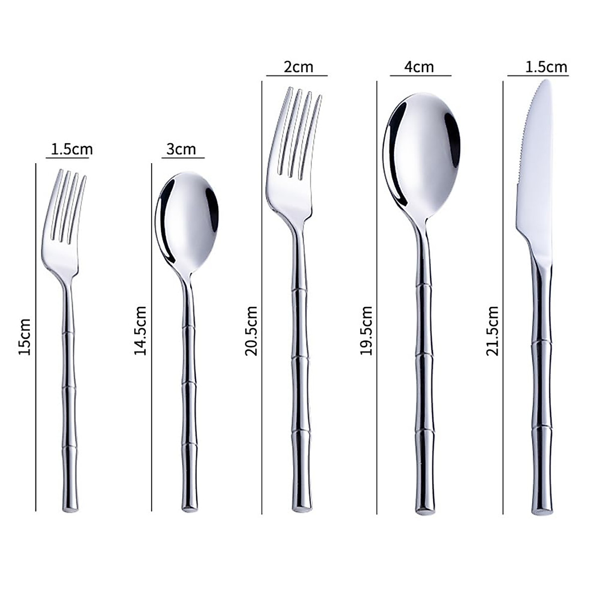 60 Piece Bamboo Shaped Flatware Set Service for 12, 18/10 Stainless Steel Bamboo Handle Silverware Cutlery Set For Home Kitchen Hotel Utensils, Mirror Polished, Dishwasher Safe