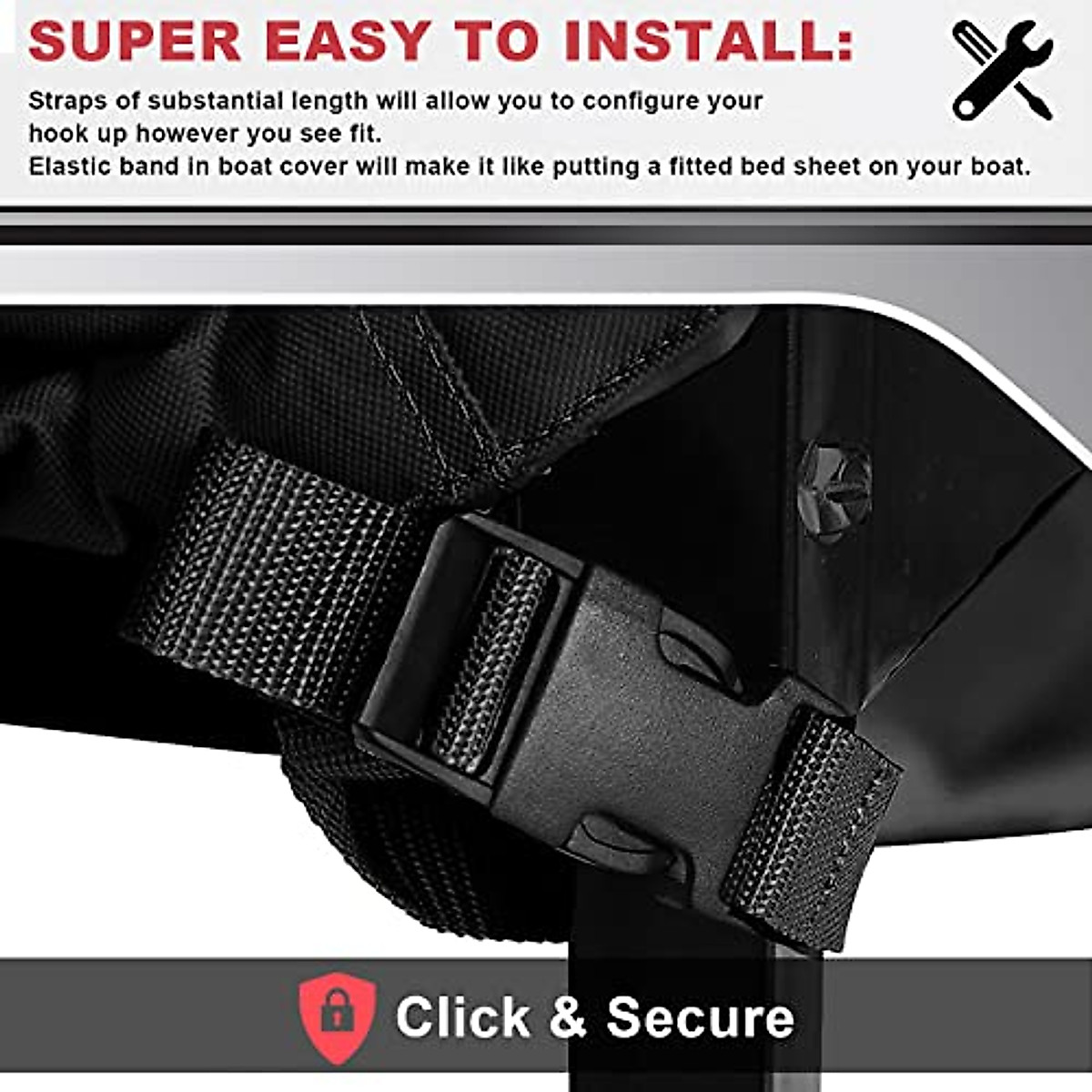 Boat Cover, Waterproof Marine Grade Covers, Inner Seal Design, Fits Bass Boat, V-Hull, Tri-Hull Runabouts, Jon Boat, Fishing/Ski/Trailerable Boat (B,Length 20'-22' Beam up to 106")