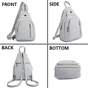 OISLUMU Small Backpack Purse for Women Multi Pocket PU Leather Lightweight Handbags Convertible Travel Shoulder Handbag (Grye-white)