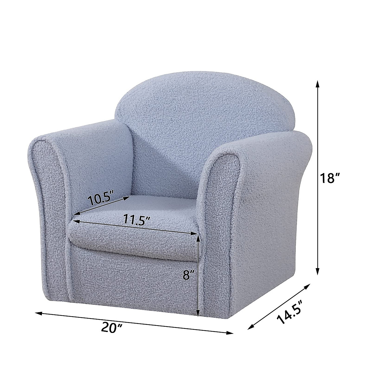 AFBKSS&BB Children Sofa, Kids Armrest Chair, Sturdy Wood Construction Kids Sofa Furniture, Armchair Couch for Preschool Children, Lightweight Toddler Sofa Chair, Teddy Velvet (Blue)