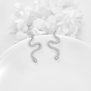 Snake Earrings 925 Sterling Silver Ear Crawler Climber Cuffs Earrings JewelryJewelry for Women
