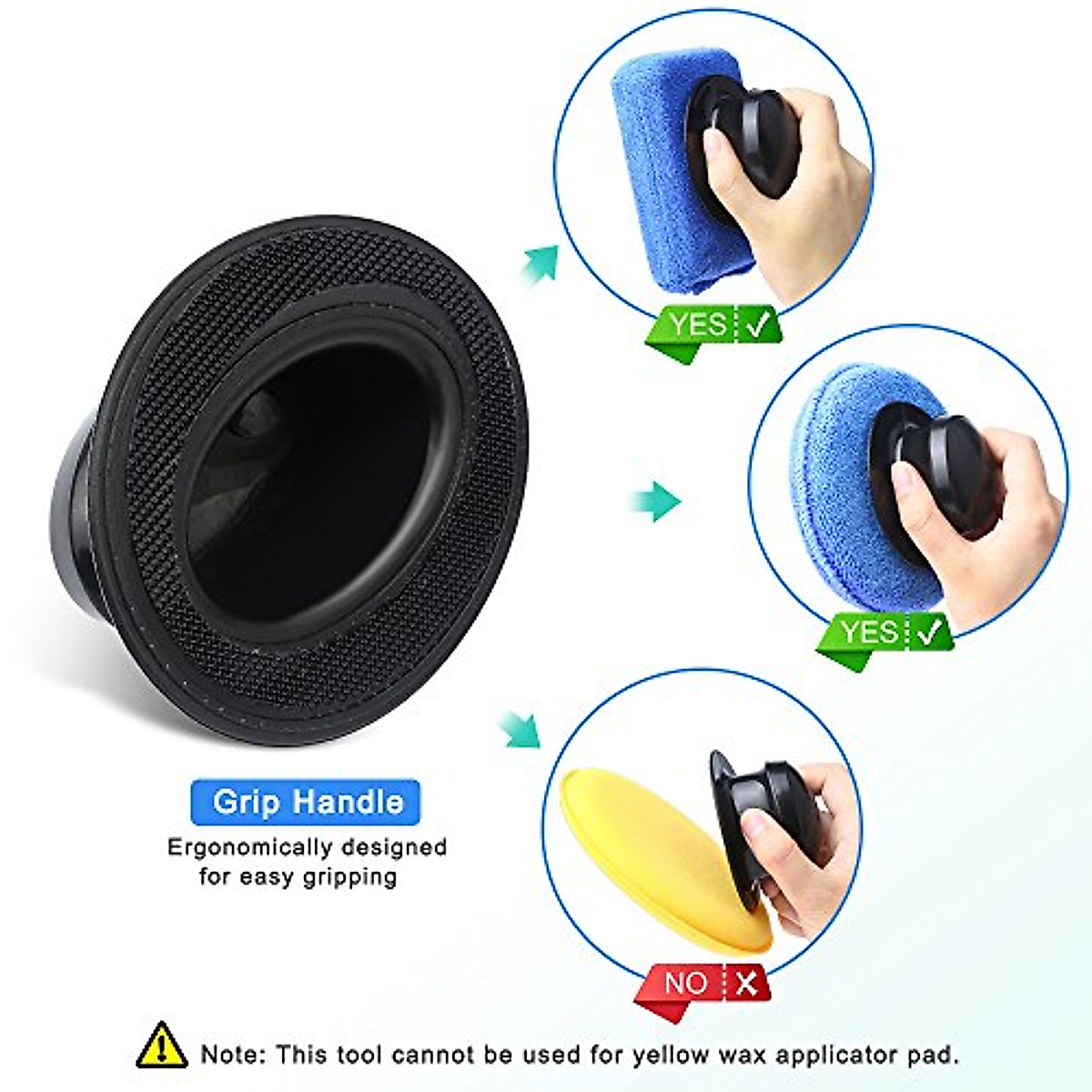 Electop 13 Pcs Car Wax Applicator Pads Kit 5 inch Microfiber Applicator Pads Blue Rectangle Microfiber Sponge Applicators Yellow Soft Foam Waxing Pad with Grip Handle