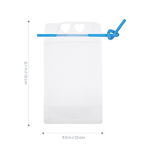 UPKOCH Clear Drink Pouches Bags Smoothie Bags Reclosable Zipper Heavy Duty Hand- held Translucent Stand- up Plastic Pouches Bags Drinking Bags Bottom Gusset with 100pcs Straws