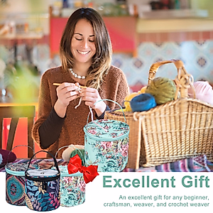 LAINIUTE Yarn Storage Bag with Zipper Portable Foldable Knitting Tote Bag with Anti-Slip Handle Knitting Project and Accessories Bag for Knitting Lovers Crochet Beginners (3Pcs)