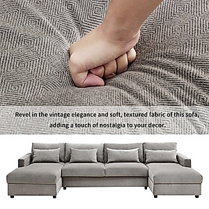 Eafurn U-Shaped Symmetrical Sectional Sofa with Storage Chaise Lounge,128.3" Oversized Corner Couches with Detachable Cushion,6-Seater Sofa&Couches for Living Room Furniture Sets, 4 Lumbar Pillows