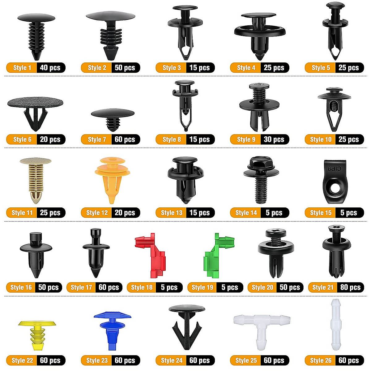 GOOACC 860Pcs Car Push Retainer Clips & Auto Fasteners Assortment -26 Most Popular Sizes Nylon Bumper Fender Rivets with 10 Cable Ties and Fasteners Remover for Toyota GM Ford Honda Chevy