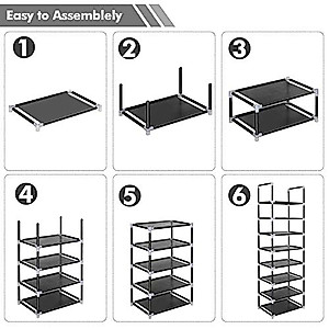 ERONE Shoe Rack Organizer 8 Tiers, Narrow Shoe Storage Durable Shoe Shelf 16-20 Pairs Slim shoe rack Metal Shoe Tower Cabinet Space Saving Closet shelves