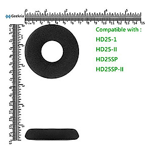 Geekria Comfort Velour Replacement Ear Pads for Sennheiser HD25-1, HD25, HD25SP, 25SP-II Headphones Ear Cushions, Headset Earpads, Ear Cups Cover Repair Parts (Black)