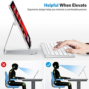 Emetok for iPad Keyboard [Aluminum Base, Big Keycap, Rechargeable], Portable Bluetooth 5.1 Keyboard for iPad 10th/9th/8th, iPad Pro 11/12.9, iPad Air/Mini/iPhone, Silver