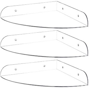 MyGift Premium Clear Acrylic Small Corner Shelf, Wall Hanging Display Floating Shelves, Set of 3