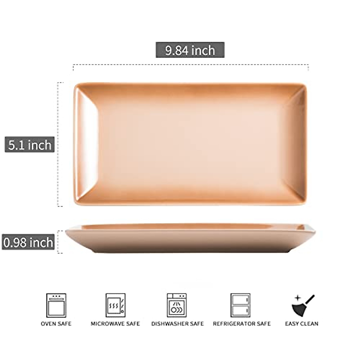 Rectangular Serving Platter, Perfect for Entertaining, Oven Dinnerware Safe Serving Tray for Party, Sushi 9.8 inches Christmas Serving Dishes and Platters, Set of 2, Brown