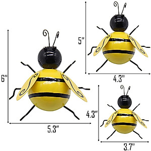 Juegoal Metal Wall Art Bee 3D Sculpture, Inspirational Wall Decor Hanging for Indoor and Outdoor, 4 Pack