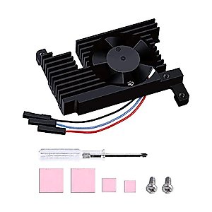 GeeekPi Aluminum Heatsink with PWM Controllable Fan for Raspberry Pi 4, Pi 4 Armor Lite Heatsink with PWM Speed Control Fan for Raspberry Pi 4 Model B