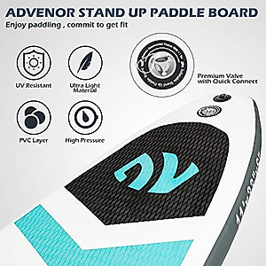 ADVENOR Paddle Board 11'x33 x6 Extra Wide Inflatable Stand Up with SUP Accessories Including Adjustable Paddle,Backpack,Waterproof Bag,Leash,and Hand Pump,Repair Kit (Green)
