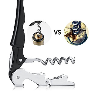 Professional Waiter Corkscrew Wine Openers Set (2 PCS),Upgraded With Heavy Duty Stainless Steel Hinges Wine Key for Restaurant Waiters, Sommelier, Bartenders (Black 2 Packs)