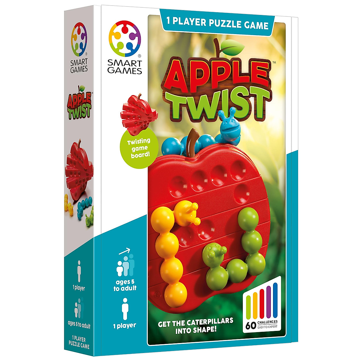 SmartGames Apple Twist Travel Puzzle Game with 60 Challenges for Ages 5 - Adult