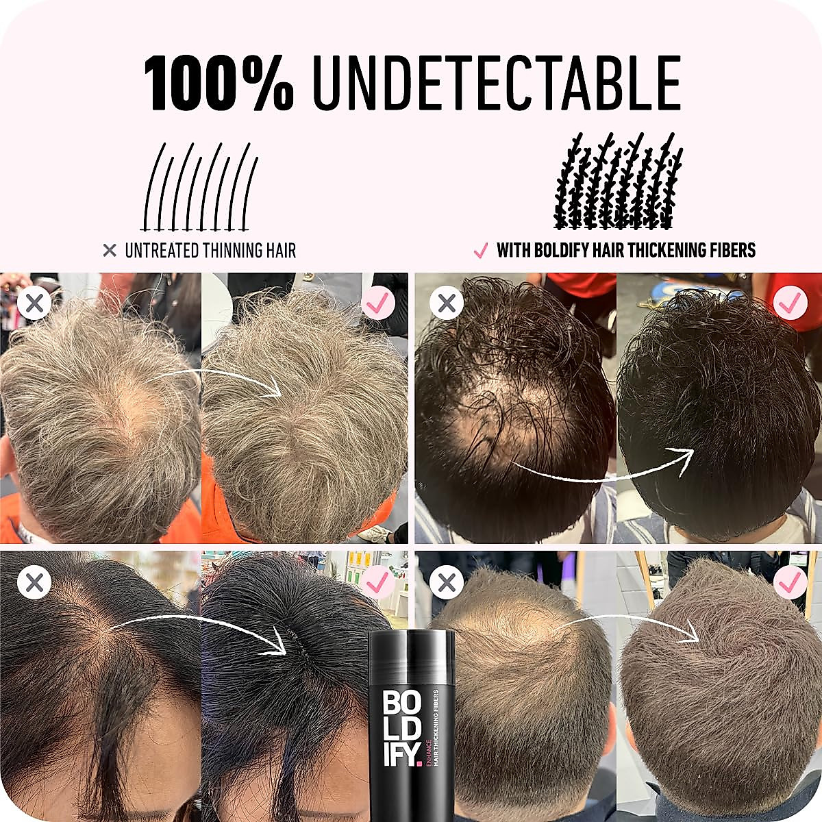 Hair Fiber (Light Brown) + Hairline Powder (Light Brown): Boldify Build & Conceal Bundle - Undetectable Hair Thickener for Fine Hair, Instant Stain-Proof Root Touchup Powder, For Men & Women