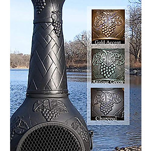 The Blue Rooster Grape Cast Aluminum Chiminea in Charcoal