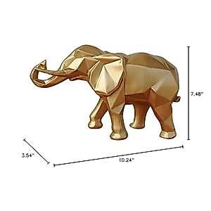 Elephant Statue Abstract Elephant Figurine Art Sculpture Animals Elephant Ornaments for Home Bedroom Living Room Garden Office - Gold