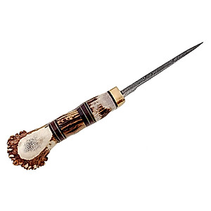 Damascus Steel Hunting Knife - Fixed Blade Knives with Sheath - Firm Grip Handle Made of Stag Horn(ST2)