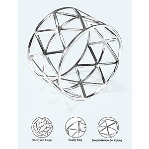 URWOOW 12 Pack Napkin Rings Holders Silver Color Hollow Design Décor Dinner Party Wedding Christmas Gathering (Silver)