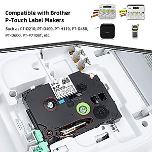 White on Clear TZe Compatile with Brother P Touch Label Tape TZe-135 TZe135 Tz Tape 12mm 0.47 Laminated Clear for PT-D210 D220 D200 H110 D400 Label Maker