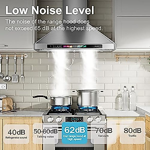 BRANO 30 Inch Wall Mount Range Hood with Voice/Gesture/Touch Control, 900 CFM Stainless Steel Kitchen Hood Vent with 4 Speed Exhaust Fan, 4 Adjustable Lights, Memory Mode, Ducted/Ductless Convertible