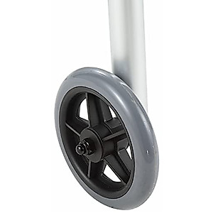 Walker Wheels and Ski Glides 1 Pair, Rubber Universal Walker Caster Wheel with 8 Height Adjustable, Replacement Rollator Accessories, 4 PCS