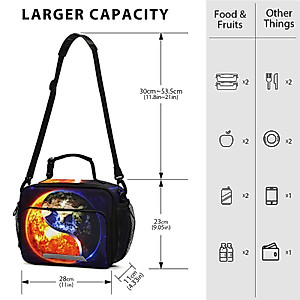 3d Balance Yin Yang Lunch Bag for Women Men Japanese Sun Earth Insulated Cooler Tote Bag with Adjustable Shoulder Strap Large Capacity Reusable Leakproof Picnic Lunch Box Outdoor for Adult Office