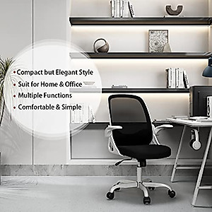 Sytas Office Chair Ergonomic Desk Chair Rolling Swivel Mesh Computer Task Chair with Flip-up Arms and Adjustable Height，for Adults and Kids，White