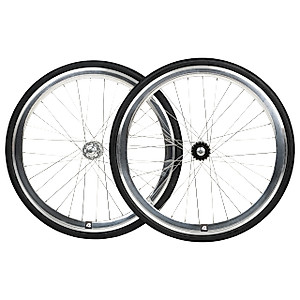 Retrospec Harper Plus Single Speed Wheelset - Lightweight 700 x 32c Commuter Tires - Stainless Steel Spokes & Rear Flip-Flop Hubs - Fixie Wheel Set with Double Wall Rims - Polished