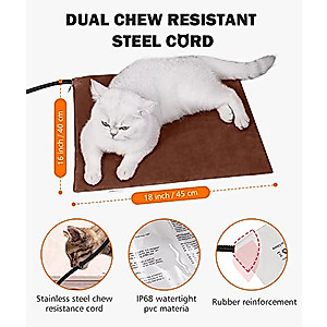 BurgeonNest Pet Heating Pad for Dogs Cats with Timer, 28" x 16" / 18" x 16" Upgraded Electric Heated Dog Cat Pad Temperature Adjustable Pet Bed Warmer Blanket Mat Auto Power-Off