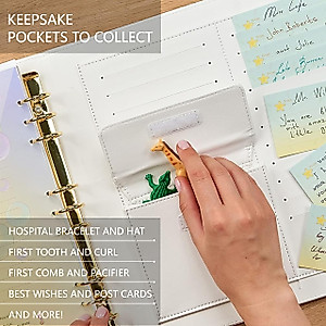 Keepsake Baby Memory Book Girl Boy – Timeless Leather-Bound Baby Milestone Book – Baby Book Keepsake Record First 5 Years – Gender Neutral Baby Scrapbook Album, Baby Album Journal Registry Search Gift