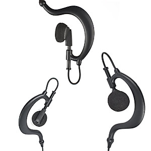 HYS 2.5mm Receiver/Listen Only Earphone TC-617 G Shape Soft Flexible Ear Hook Earpiece Headset for Two-Way Radios, Transceivers and Radio Speaker Mics Jacks