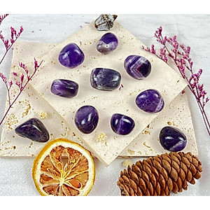 10 Packs Amethyst Natural Healing Crystals Amethyst Crystals Natural Tumbled Polished Stones Palm Worry Stone Chakra Reiki Balancing