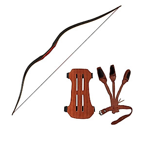 TOPARCHERY Archery 60'' Longbow Outdoor Hunting Recurve Bow and Arrow One Piece Traditional Wood Hunting Bow Right/Left Handed 30 35 40 45 50LBS with String Silencer
