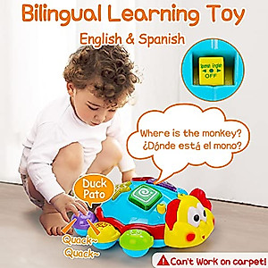 Baby Crawling Toy 6 to 12 Months Spanish English Bilingual Learning Toy for Infants 0-3-6 7 8 9 10 12-18 Months Educational Musical Light Up Toy 1 Year Old Boy Girl Gift Toddler Ladybug Tummy Time