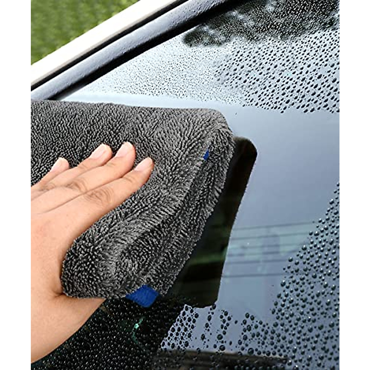 KinHwa Microfiber Car Drying Towel 16 x 24inch 2 Pack Absorbent Car Wash Cleaning Cloth Soft Cleaning Wipes for Car Detailing Lint-Free and Scratch-Free Ideal for auto Trucks Boats SUV Dark-Gray