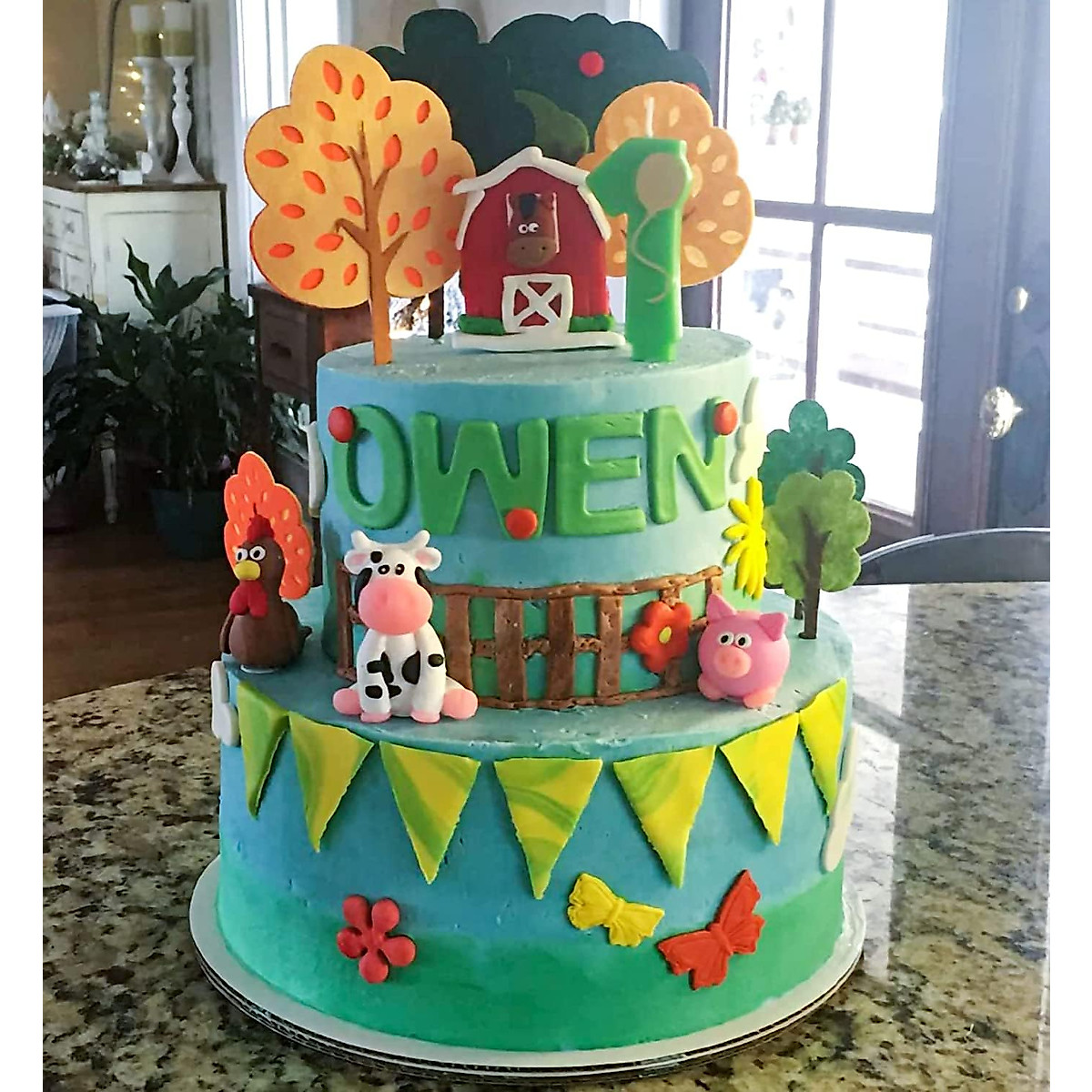 JeVenis Farm Animal Cake Decoration Farm Animal Birthday Cake Topper Cow Cake Decoration for Farm Animal Baby Shower Birthday Party Decorations