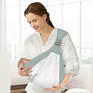 Adjustable Baby Sling Carrier for Newborn, Breathable Mesh One Shoulder Baby Holder Carrier, Baby Slings for Toddler Up to 45lbs (Blue Gray)