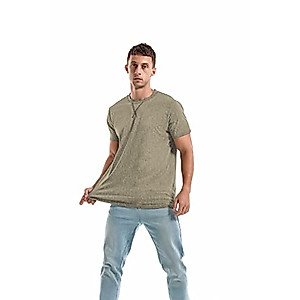 KLIEGOU Men's T-Shirts - Elasticity Cotton Crew Neck Tees 2166 ArmyGreen