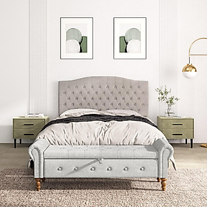 Befurtori Queen Headboard Only, Upholstered Headboard Queen for Adjustable Bed Velvet Tufted Queen/Full Size Wall Mounted Headboard with Solid Wood Legs Head Board, Taupe