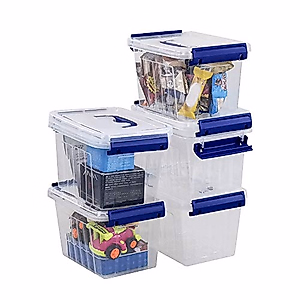 EudokkyNA 6-Pack 3 Liter Storage Box, Small Plastic Bin with Handle