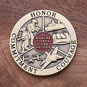Marine Corps Core Values Challenge Coin - USMC Challenge Coin - Amazing US Marines Military Coin - Designed by Marines for Marines & Veterans!
