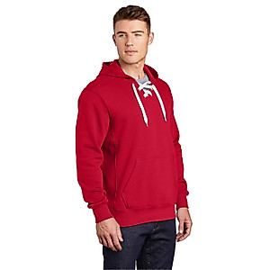 SPORT-TEK Men's Lace Up Pullover Hooded Sweatshirt M Deep Red