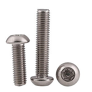 CREULT Safe Bolts Torx with Needle Drive M10 Size Round Head Security Male Screws 1.5mm Thread Pitch Stainless Steel Fasteners Metric (10, 30mm Length)